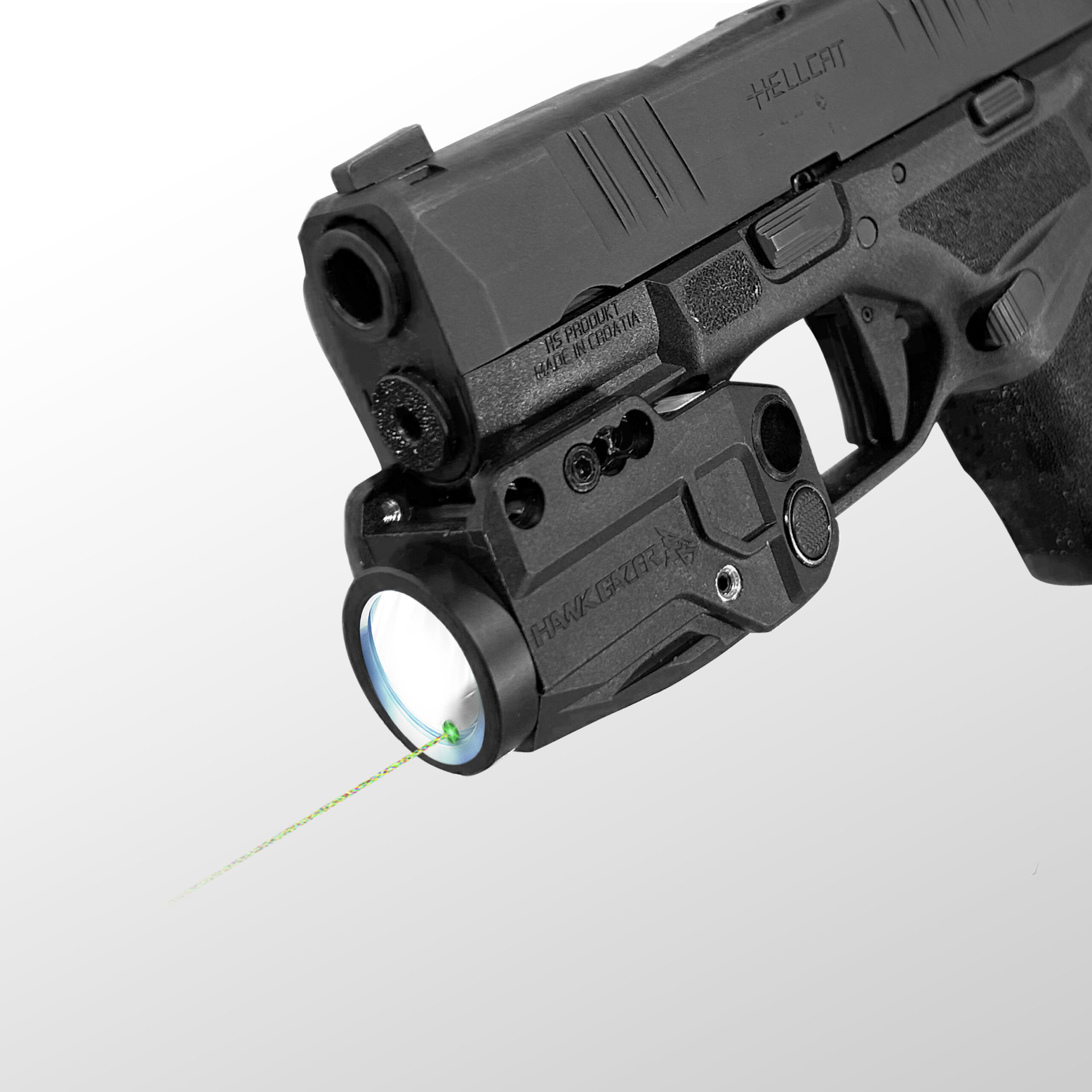 Hawk GazerTactical Low Profile Green Laser /LED Flashlight Smart Sense ...