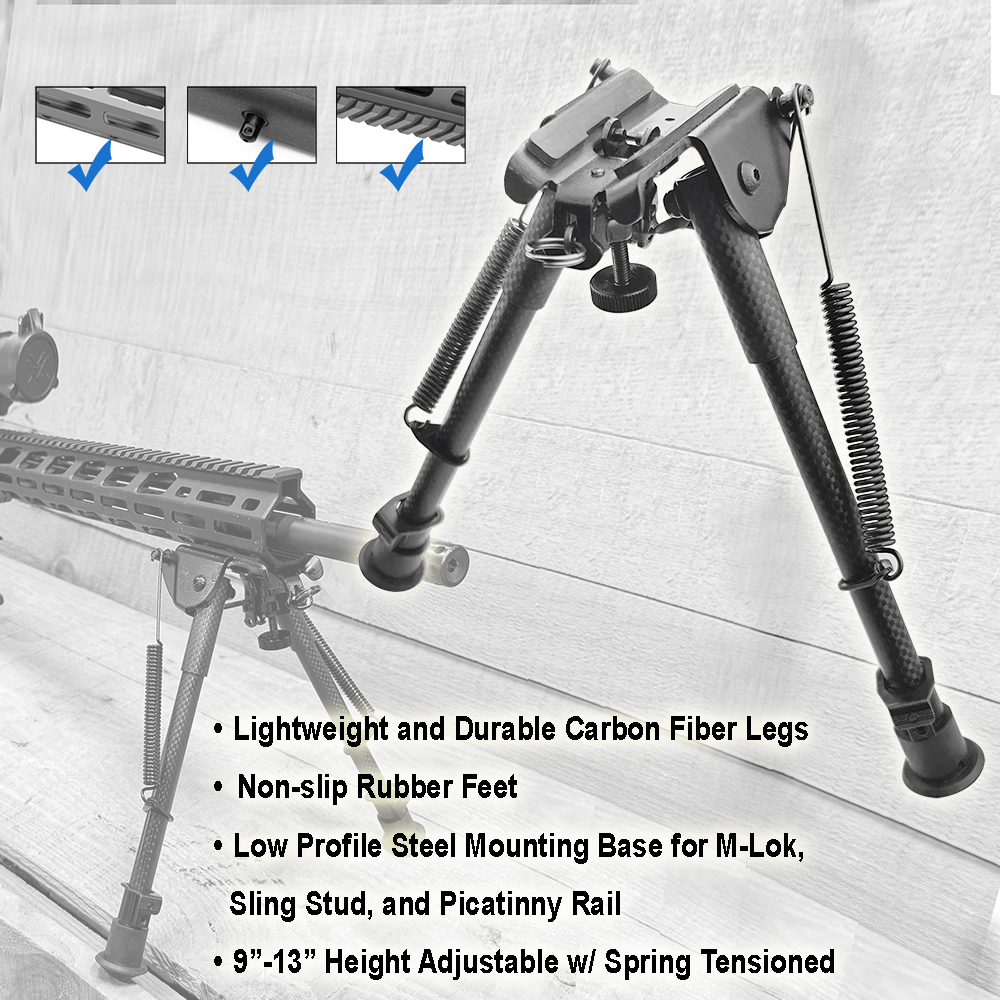 Lion Gears Low Profile Carbon Fiber Bi-Pod for M-Lok, Sling Stud, and ...